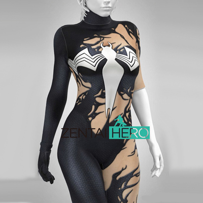 共生体蜘蛛 Symbiote Takeover女英雄莱卡印染连体紧身衣量身定制