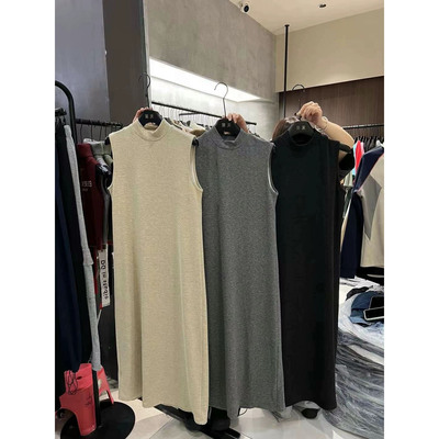胖妹妹秋冬款无袖半高领连衣裙女