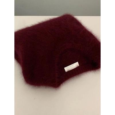 酒红色复古圆领水貂绒毛衣女秋冬新款高级感超好看慵懒软糯针织衫