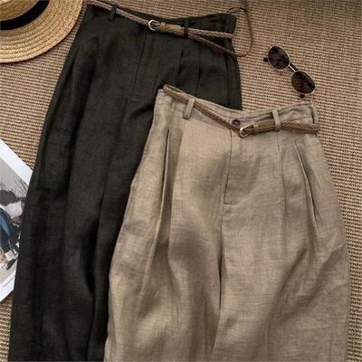 2025年夏新款时尚百搭高腰显瘦直筒裤女宽松休闲阔腿长裤子