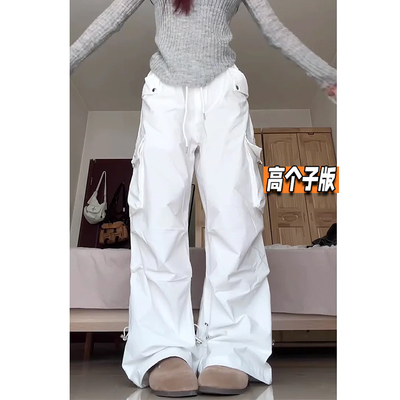 高个子美式复古工装裤女运动裤子