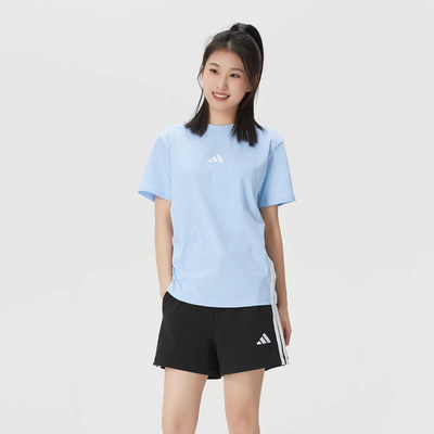 阿迪达斯短袖女装 2026夏季新款蓝运动半袖宽松透气休闲T恤JE1227
