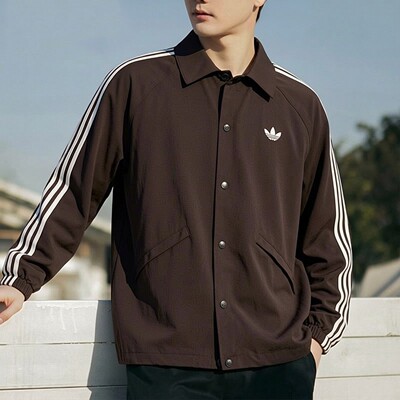 Adidas阿迪达斯三叶草外套男2026春季新款运动休闲翻领夹克KE3595