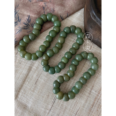 森未央「满翠」 14mm玉化蒜瓣大肠浓郁阴皮菩提根手串 菩提文玩