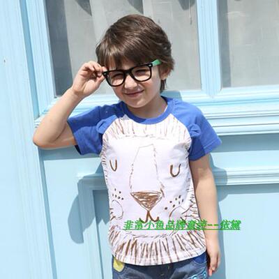 2016夏季童装非常小鱼26341男宝宝儿童纯棉针织半袖90码满百包邮