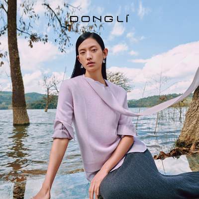 东黎小山羊绒圆领女士中袖