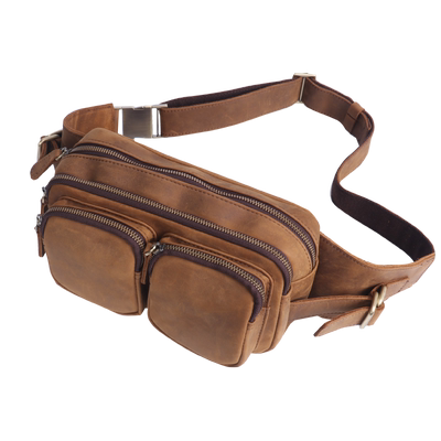 NEWE腰包胸包真皮牛皮休闲大容量