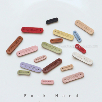 handmade袖珍皮标头层真皮标DIY