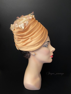 绝世名伶vintage西洋古董帽子塔形缎面中古着复古帽饰 现货