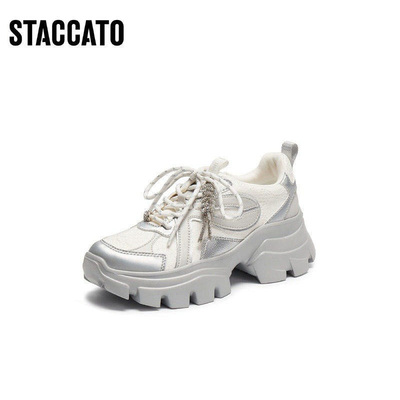 思加图2026新款星河蝴蝶老爹鞋小白鞋厚底运动休闲鞋女鞋ECE14AM6