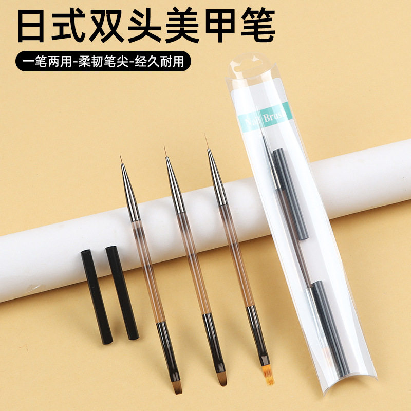 双头建构笔画花6支两用毛质美甲工具拉线彩绘晕染光疗笔塑形铺胶