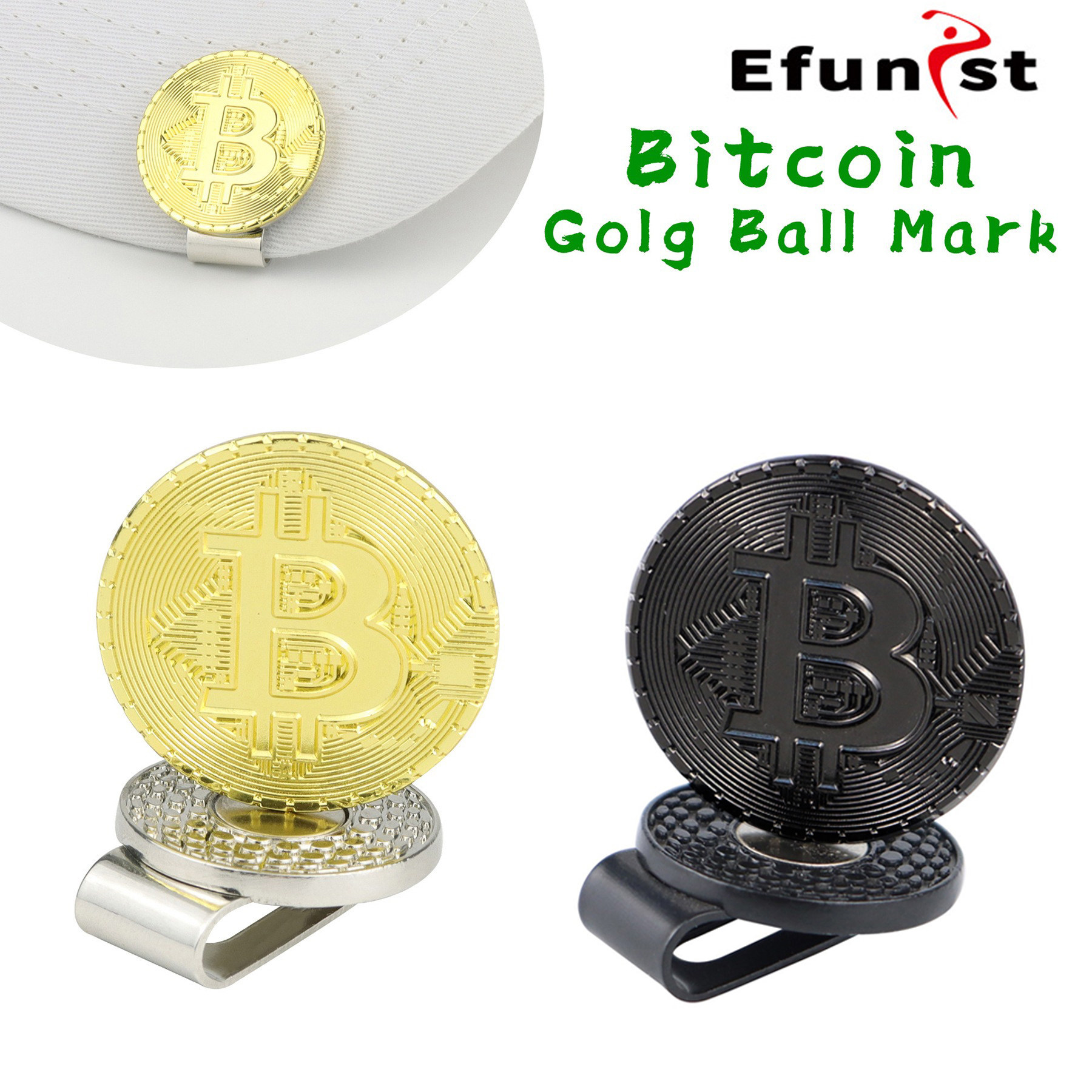 高尔夫帽夹马克金色30mm 可拆卸带夹子磁性Mark帽夹 球迷配件用品