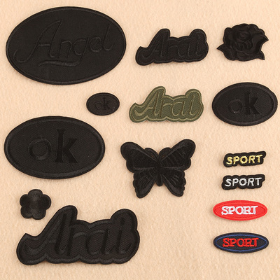 辅料字母布贴衣服破洞ok补丁贴