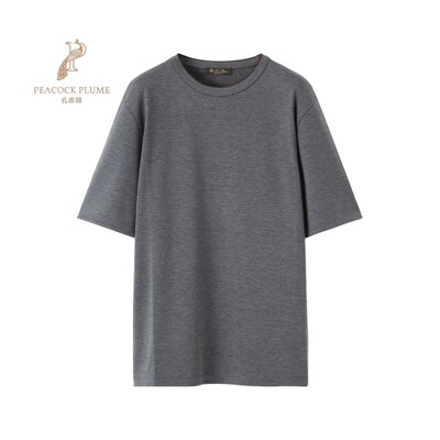 LoroPiana/诺悠翩雅男士Mustique 丝棉混纺短袖开衩双色T恤新款