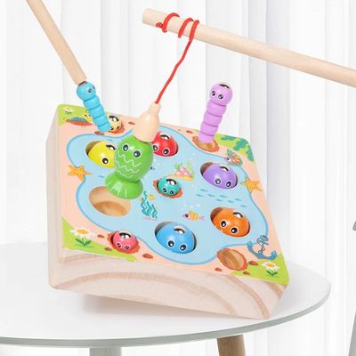 Wooden Fishing Game Toys Children Early Education Color Cogn