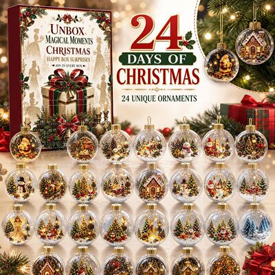 Christmas Countdown Calendar Blind Box Retro Snow Ball Acryl