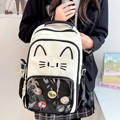 Y2K Cute Cat Ita Backpacks Large Capacity Knapsack Casual Gi