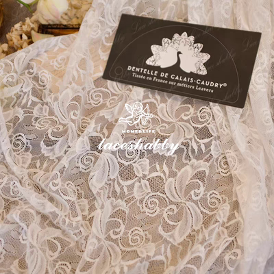 国宝级法国古法加莱蕾丝leaves lace手工DIY高定白色花边面料-067