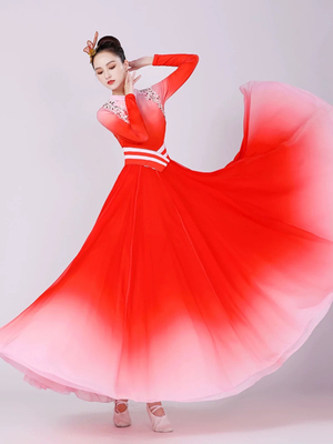 开场舞大摆裙灯火里的中国飘逸大型舞台演出服广场舞扇子舞古典舞