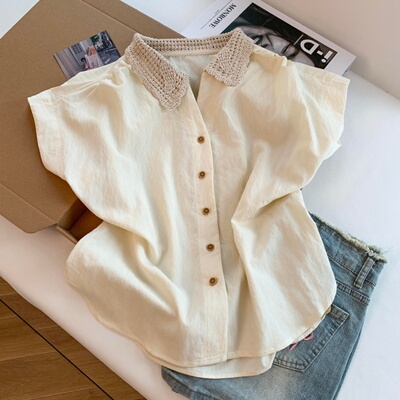 翻领设计感小飞袖衬衫上衣优品质