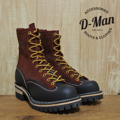 短脸翻毛拼色工装靴wesco