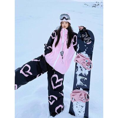 LDAB黑粉拼色防风防水滑雪套装