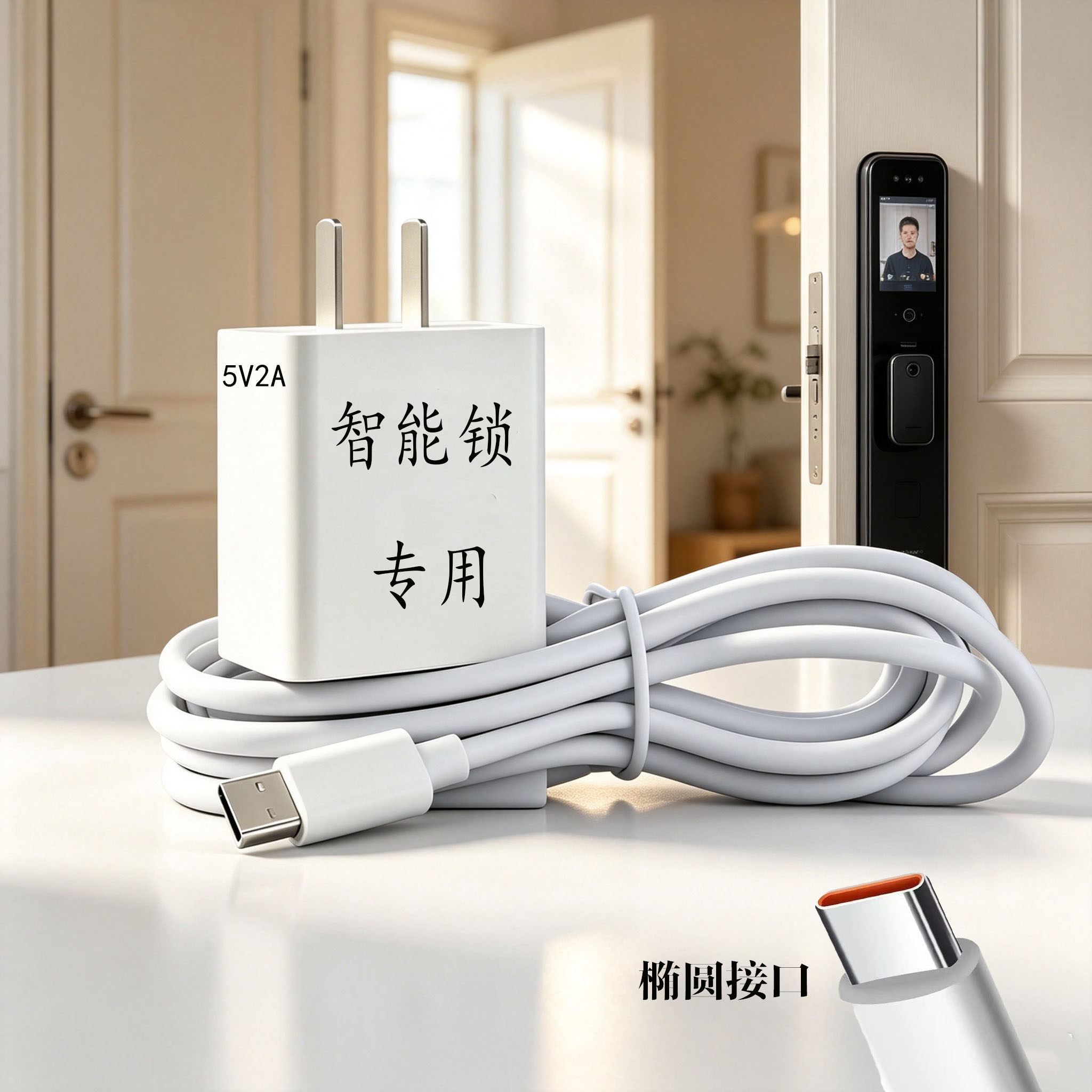 防盗门智能锁锂电池充电器5V1A2A智能锁指纹锁通用慢充适用小家电
