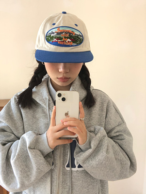 街头嘻哈蓝色平沿帽小众棒球帽潮