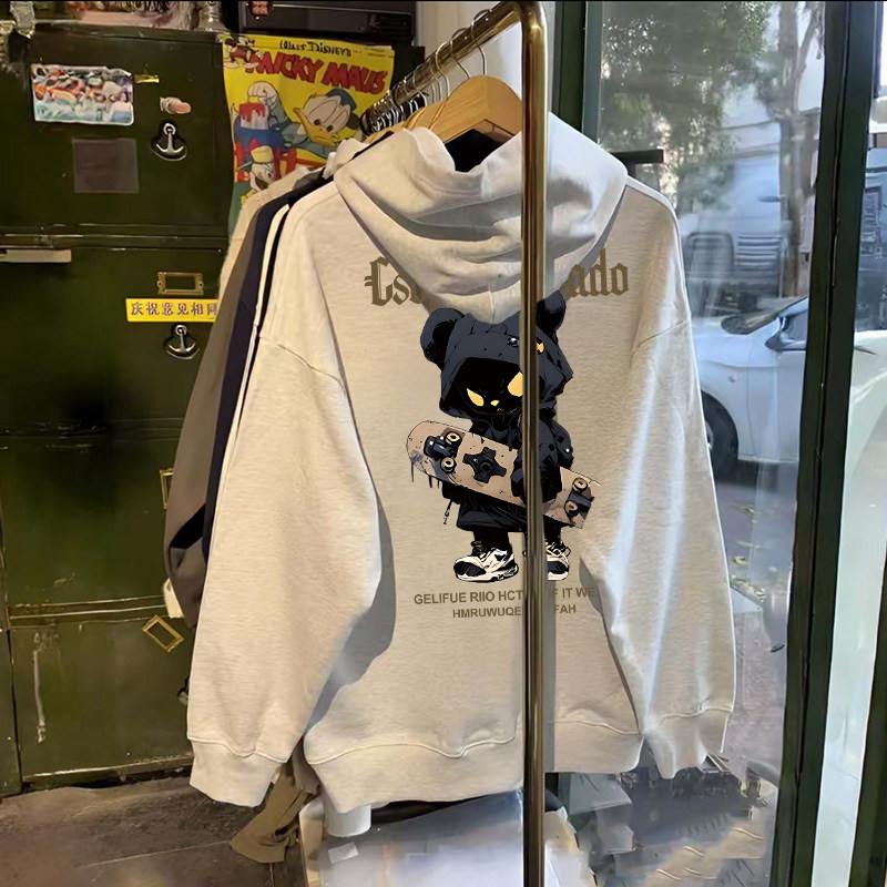 奥特莱斯~专柜外贸清仓折扣秋冬季连帽外套复古加绒休闲卫衣男潮