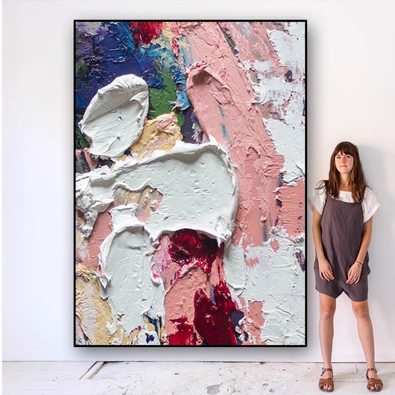 大芬油画村手绘油画黑白抽象玄关挂画客厅背景装饰画3d立体肌理画