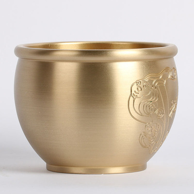厂家黄铜小缸 招米进宝铜缸里面带金蝉 铜米缸  铜缸家居摆件