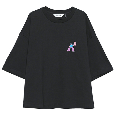 MOVEUP幻走2024秋季新款立体印花设计师短款T恤女124310525