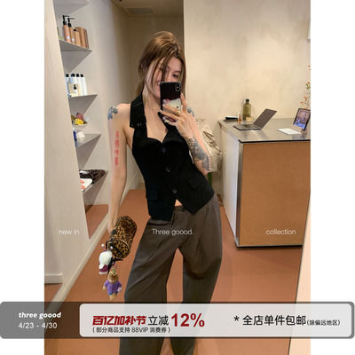 THREEGOOOD外单褶腰头长裤