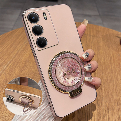 适用realmeV70手机壳真我V70s保护硅胶套RMX3946镜头全包v70防摔3948软壳realme女oppo女新款带支架流沙ins钢