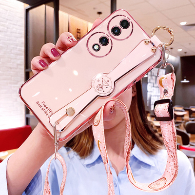 适用华为荣耀70手机壳honor腕带保护硅胶套FNE一AN00斜挎挂绳ANOO全包防摔FNEANOO软壳可背带七十女新款妈妈