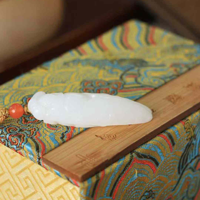 和田玉白玉蝉吊坠一鸣惊人证书