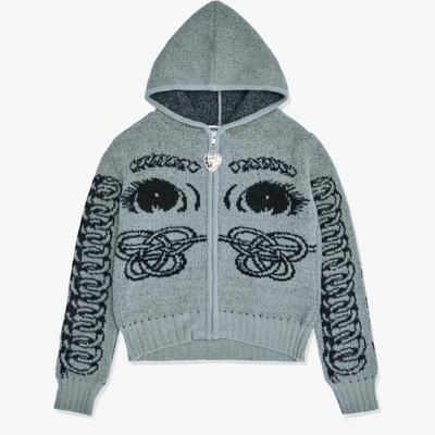 欧美针织连帽开衫上衣外套