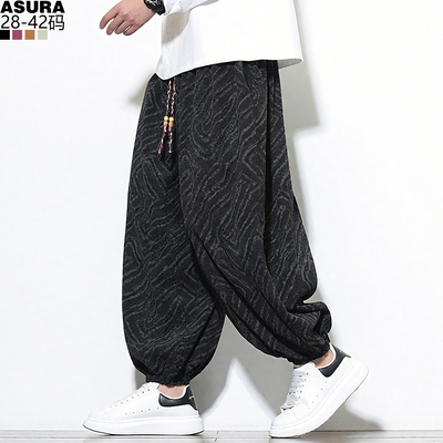 灯笼裤中国风束脚花长裤子宽松款