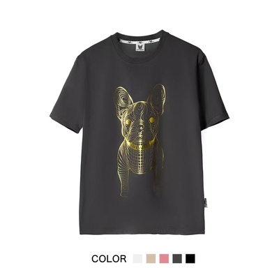 LIFEWORK狗家短袖前后烫金大狗宽松男女同款25111