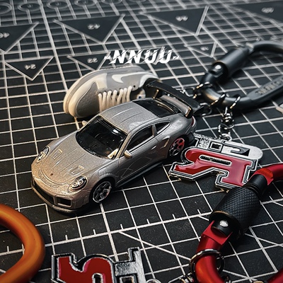 合金保时捷GTR黑汽车模型钥匙扣aj鞋模1比64合金订制款登山口