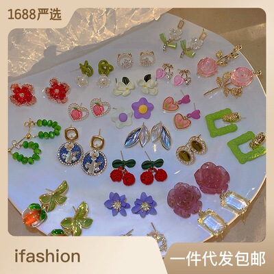 925银针春夏小清新花朵耳