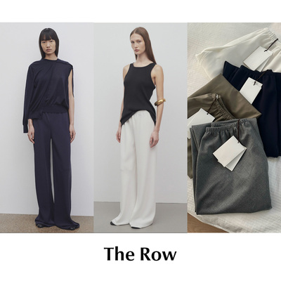 CETTCE 现货 The Row 经典Gala松紧腰三醋酸 羊毛直筒阔腿休闲裤