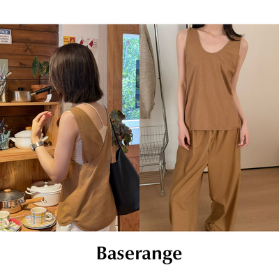 CETTCE 现货 Baserange 野蚕丝真丝无袖交叉带背心上衣一衣多穿