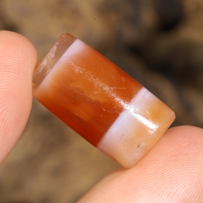 阿契美尼德文明缠丝玛瑙管珠直径10mm对孔18mm