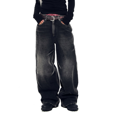 AAKAM  25秋新款复古做旧宽松牛仔裤 5号店韩国设计师品牌代购