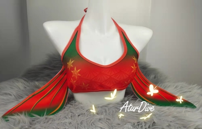 AturDive翅膀亮片比基尼美人鱼文胸鱼尾海洋馆表演服教练胸衣