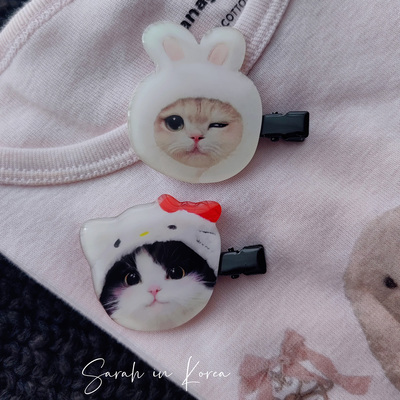 Sarah in Korea韩国 超萌猫猫头鸭嘴刘海小夹侧面发夹边夹