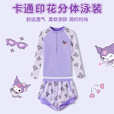 女童运动分体长袖防晒儿童泳装