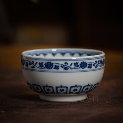 【记石柴窑】精工宝相缸杯主人杯120cc 手工手绘景德镇茶具