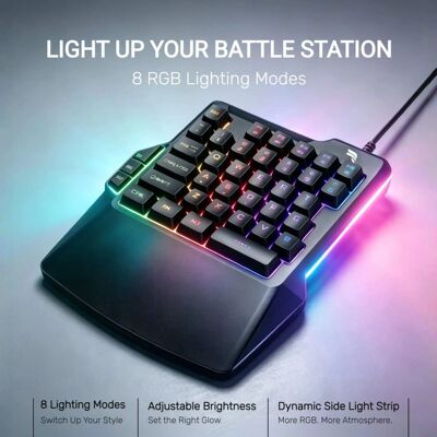 35 Key One Handed Keyboard RGB Backlight Gaming Keypad USB W